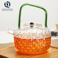 China 700ml hand made heat resistant tea pot with golden color handle for sale