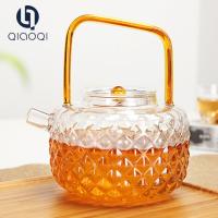 China 700ml hand made heat resistant tea pot with golden color handle for sale