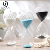 China Handmade Blown Three Sizes Cheap Wholesale Twisted lines Hourglass Sand Timer for sale