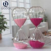 China beautiful vertical stripe pattern glass hourglass gift for sale