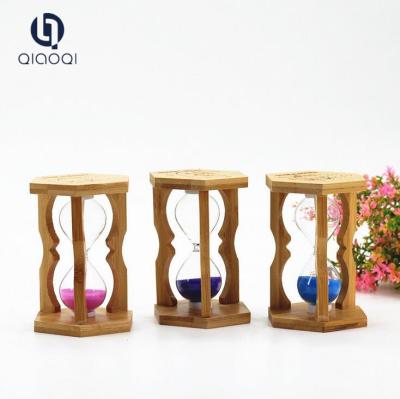 China Hexagon Mini Bomboo hourglass timer for gift for sale