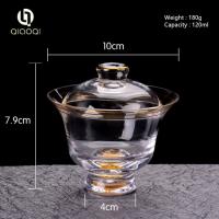 China Hot Selling gold drawing heat resistant crystal glass tea cups manufacturer for sale