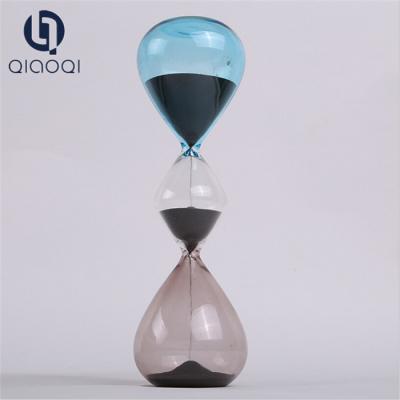 China Unique three bulbs sand blown glass hourglass for home decoration for sale