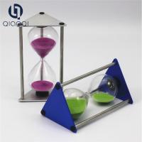 China factory price novelty triangle stainless steel frame hour glass for home for sale