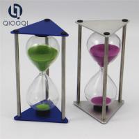 China factory price novelty triangle stainless steel frame hour glass for home for sale