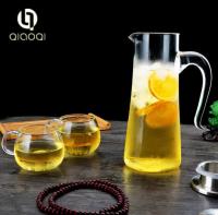 China hand made cool water glass carafe cheap glass pot with high borosilicate with stainless lid for sale