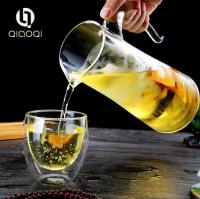 China hand made cool water glass carafe cheap glass pot with high borosilicate with stainless lid for sale