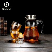 China 2L Cool Borosilicate glass water jug bottle with stainless steel lid for sale