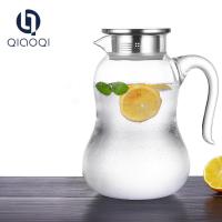 China 2L Cool Borosilicate glass water jug bottle with stainless steel lid for sale