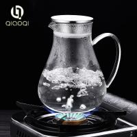 China wholesale big capacity 1.9 litre glass water drinking pots with handle producer for sale
