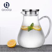 China wholesale big capacity 1.9 litre glass water drinking pots with handle producer for sale