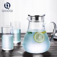 China wholesale big capacity 1.9 litre glass water drinking pots with handle producer for sale