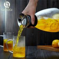 China 1000ml High quality glass cold water kettle with stainless lids for sale