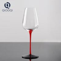 China Hot sale new design handmade blown lead free goblet red wine glass with black stem for sale