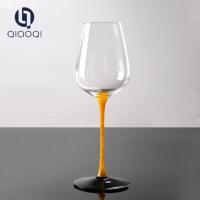 China Hot sale new design handmade blown lead free goblet red wine glass with black stem for sale