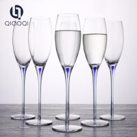 China Wholesale Personalized Red Wine Glasses with Blue Stem Manufacturer for sale