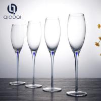 China Wholesale Personalized Red Wine Glasses with Blue Stem Manufacturer for sale