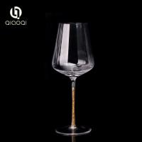 China Lead Free Crystal Handmade Clear Stemware red wine Glass with Diamond inside Stem for sale