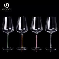 China Lead Free Crystal Handmade Clear Stemware red wine Glass with Diamond inside Stem for sale