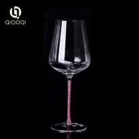 China Lead Free Crystal Handmade Clear Stemware red wine Glass with Diamond inside Stem for sale