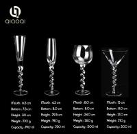 China Clear High quality Artificial blowing Cocktail Cup with twisted stem promotional items for bar for sale