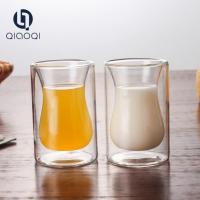 China mouth blown 120ml double wall borosilicate glass tea cup with custom LOGO for sale