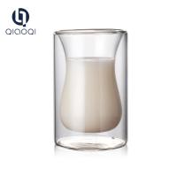 China mouth blown 120ml double wall borosilicate glass tea cup with custom LOGO for sale