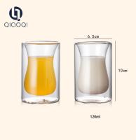 China mouth blown 120ml double wall borosilicate glass tea cup with custom LOGO for sale