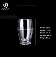 China colored box borosilicate double wall glass cup coffee mug tea cup 500ml for sale