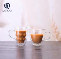 China 7oz Durian Shape Double Wall Glass Cup with Handle for Tea Coffee 205ml for sale