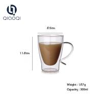 China OEM high quality double wall drinking clear glass coffee cup for sale
