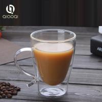 China OEM high quality double wall drinking clear glass coffee cup for sale
