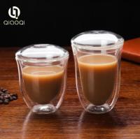China Wholesale Customized Double Wall Tea Glass Cup Coffee Cup With Glass Lid for sale