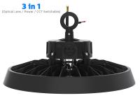 China 200W 150LPW HB5 3 in 1 super highbay with DIP switchable optical lens (60°/90°/110°), power (100%-80%-60%), 3 CCT optional for sale