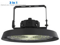 China 200W 150LPW HB5 3 in 1 super highbay with DIP switchable optical lens (60°/90°/110°), power (100%-80%-60%), 3 CCT optional for sale