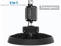 China 200W 150LPW HB5 3 in 1 super highbay with DIP switchable optical lens (60°/90°/110°), power (100%-80%-60%), 3 CCT optional for sale