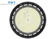 China 200W 150LPW HB5 3 in 1 super highbay with DIP switchable optical lens (60°/90°/110°), power (100%-80%-60%), 3 CCT optional for sale