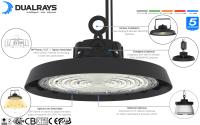 China 200W 150LPW HB5 3 in 1 super highbay with DIP switchable optical lens (60°/90°/110°), power (100%-80%-60%), 3 CCT optional for sale
