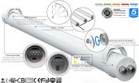 China 0.6m 20W IP69K IK10 TB7 LED Tubular Light with 3 or 5 wiring-through linkable DIP switchable power/3CCT/3-phase changing for sale