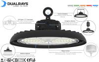 China HB3 DIP Switchable Power and 3CCT UFO LED High Bay Light 100W 192LPW with Ready for Sensor (PIR/Motion Sensor) for sale