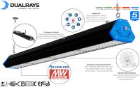 China DUALRAYS HB6 IP65 140LPW Aluminium LED Linear Highbay for Warehouse Aisle with Microwave Sensor and Emergency Optional for sale