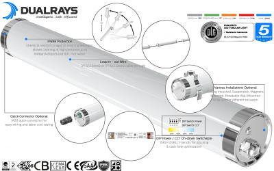 China DUALRAYS LIGHTING MTB6 LED Marine Tubular Light IP66 IP69K IK10 Protection made on high quality non-corrosive materials - PMMA, polycarbonate, and 304/316 stainless steel for sale