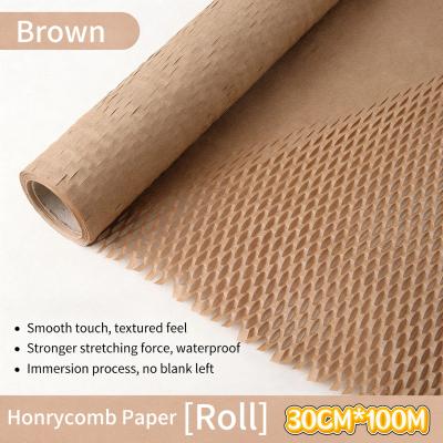 China Brown Bubble Cushioning Wrap Roll 30 Kraft Paper 100m Heavy Duty Brown Paper Roll for sale