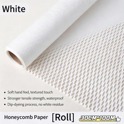 China 30cm 100m  White Honeycomb Paper Roll 80g/M2 Kraft Wrapping Paper Roll for sale