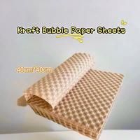 China 40x40cm  Double Bubble Sheet Reusable Kraft Backed Bubble Wrap For Fragile for sale