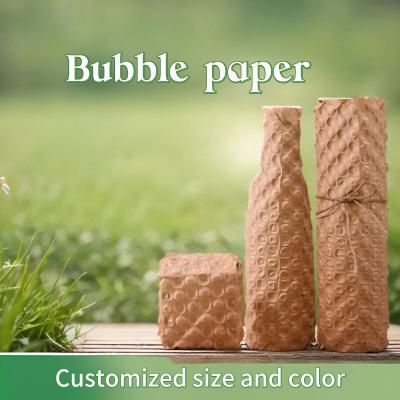 China 30cm x 20m Brown Kraft Bubble Paper Roll 80GSM 1000pic Protective Wrap for sale