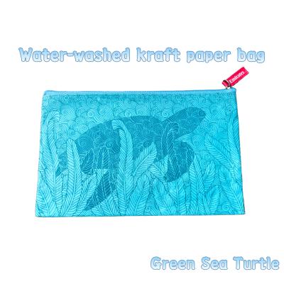 China Washable Kraft Pouch – Turquoise Green Sea Turtle – Reusable Travel Kit for Beach & Bath for sale