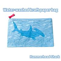 China Washable Kraft Pouch – Light Sky Blue Hammerhead Shark – Reusable Pouch for Ocean Lovers for sale