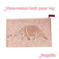 China Zipper  Washable Kraft Paper Bag 22cm Tear Resistant Kraft Bags With Logo Reusable for sale