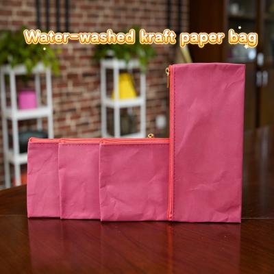 China Washable Kraft Pouch – Classic Red – Reusable Eco Travel Organizer for Everyday Use for sale